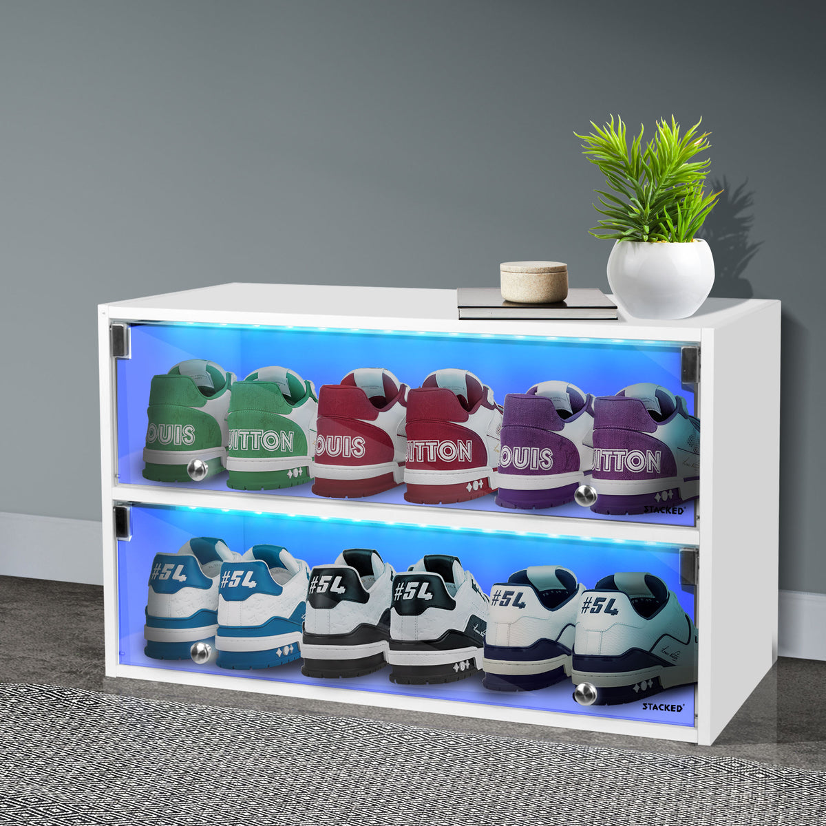 Shoe Storage Cabinet with LED Light - White | Stacked Australia ...